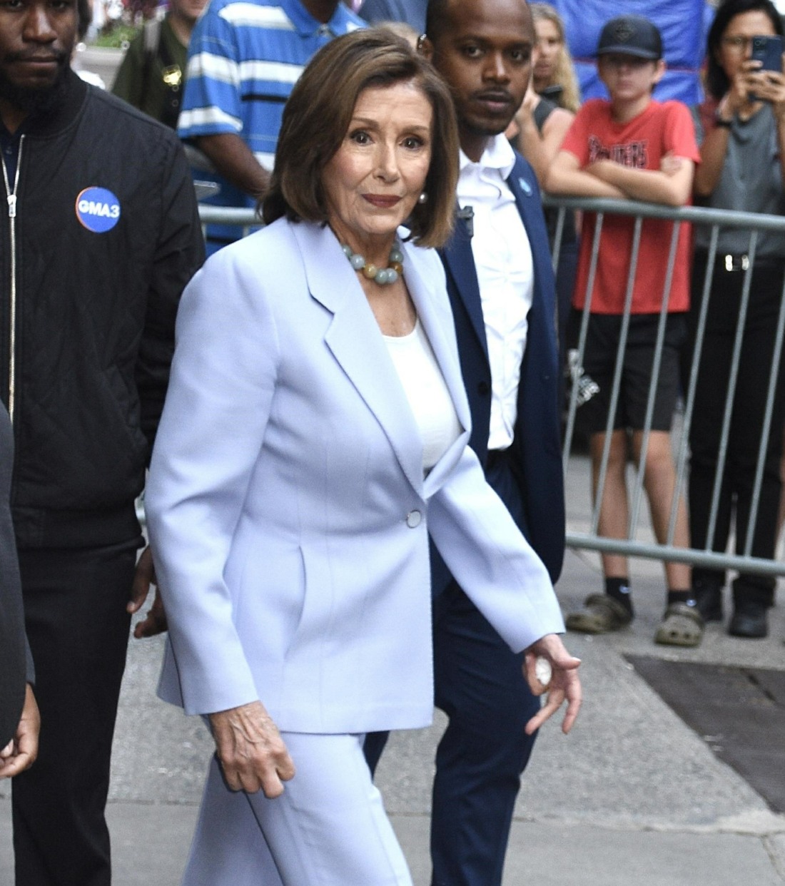 Nancy Pelosi looks elegant in light blue suit at Good Morning America ...