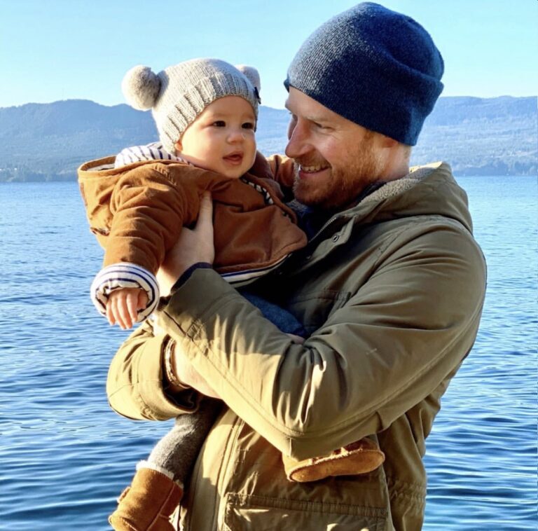 Duchess Meghan posted a video of Prince Harry skiing with Archie